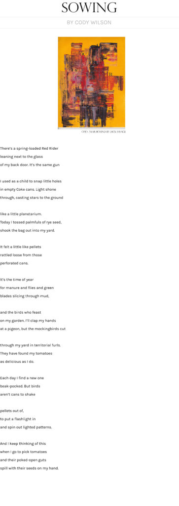 “Sowing” by Cody Wilson