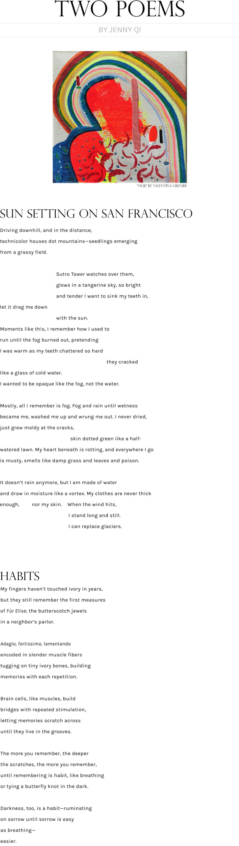 Two Poems by Jenny Qi